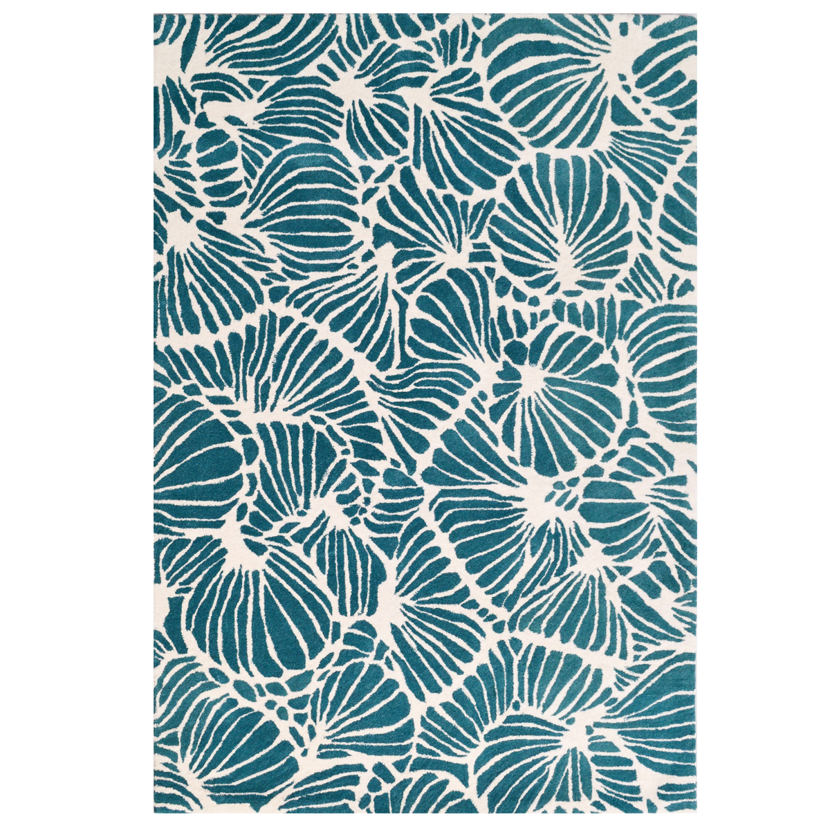 Designer Handmade Wool Rug-Jessica 6351-Teal Ivory - Rug Club