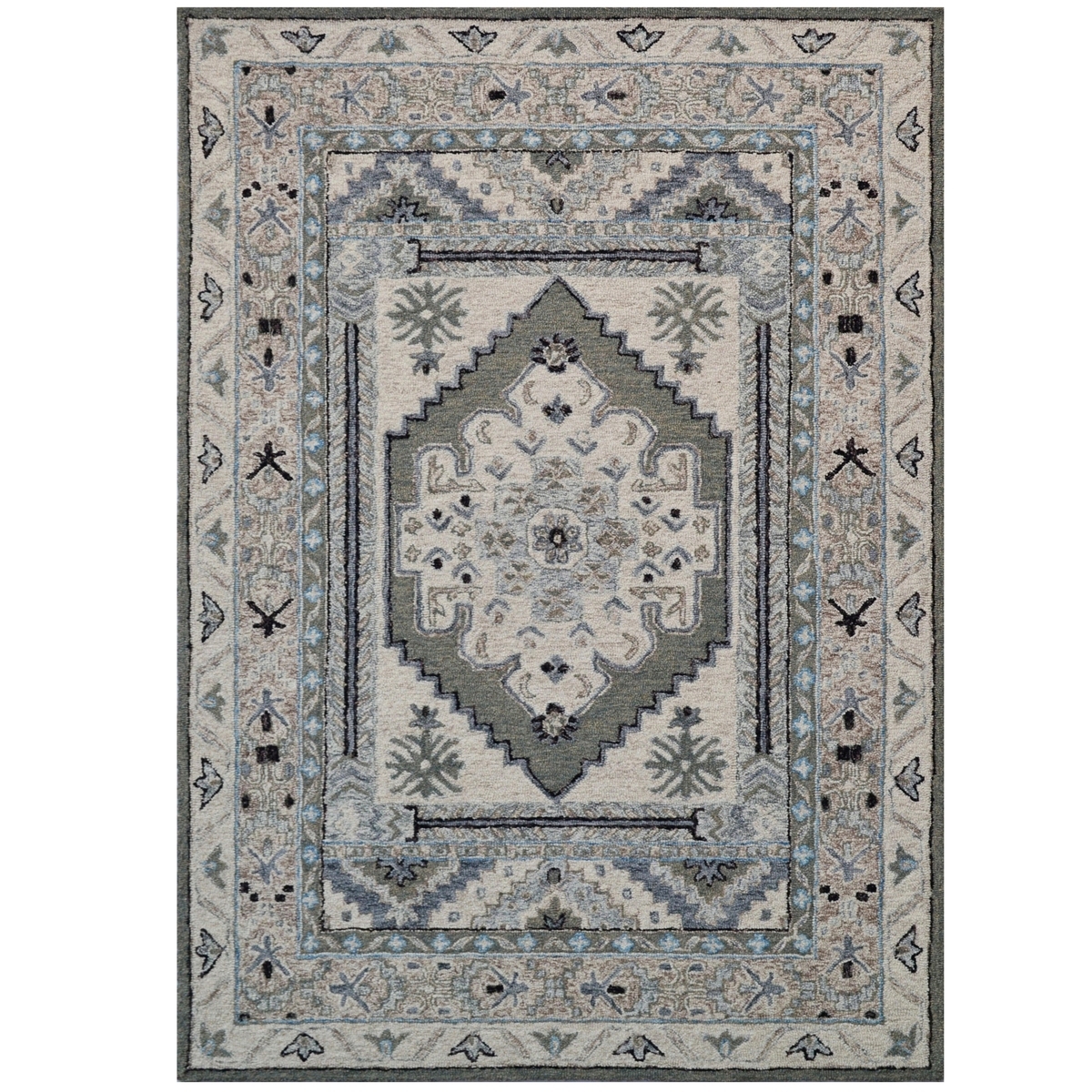 Handmade Lyon Wool Rug-6312-Silver Cream - Rug Club