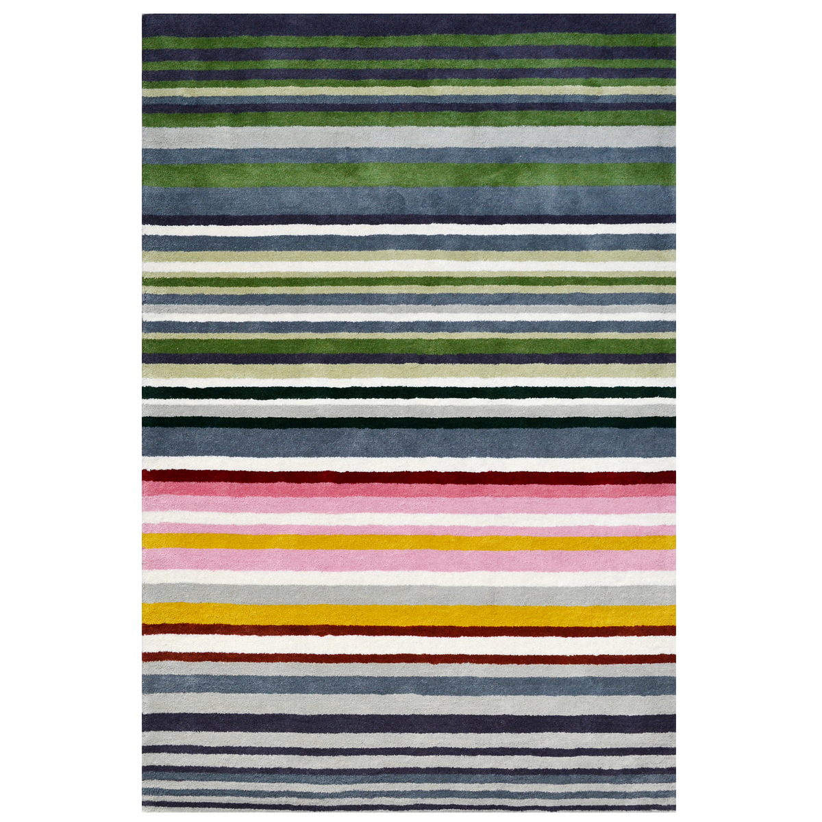 Designer Handmade Striped Wool Rug-6283-Multi - Rug Club