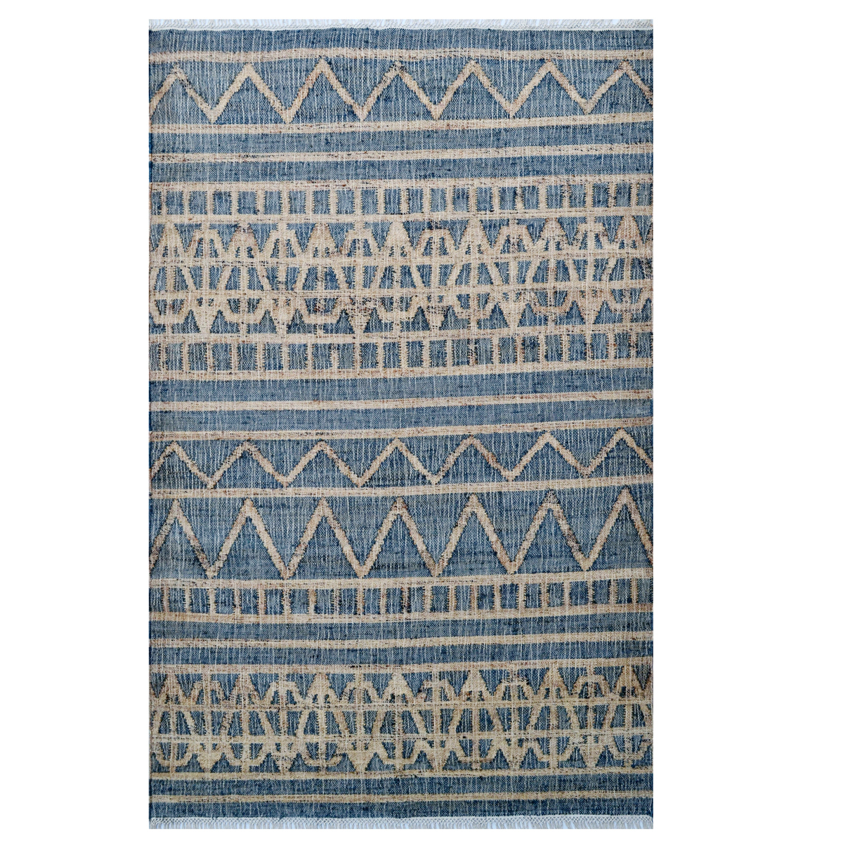 Designer Jute & Denim Rug - Symbol 1095 - Denim - Rug Club